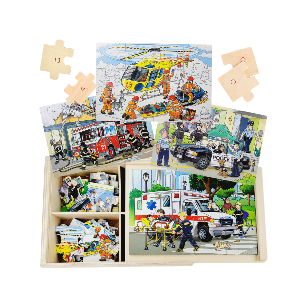 4-in-1 Emergency Vehicle Jigsaw Puzzles – ToyLi